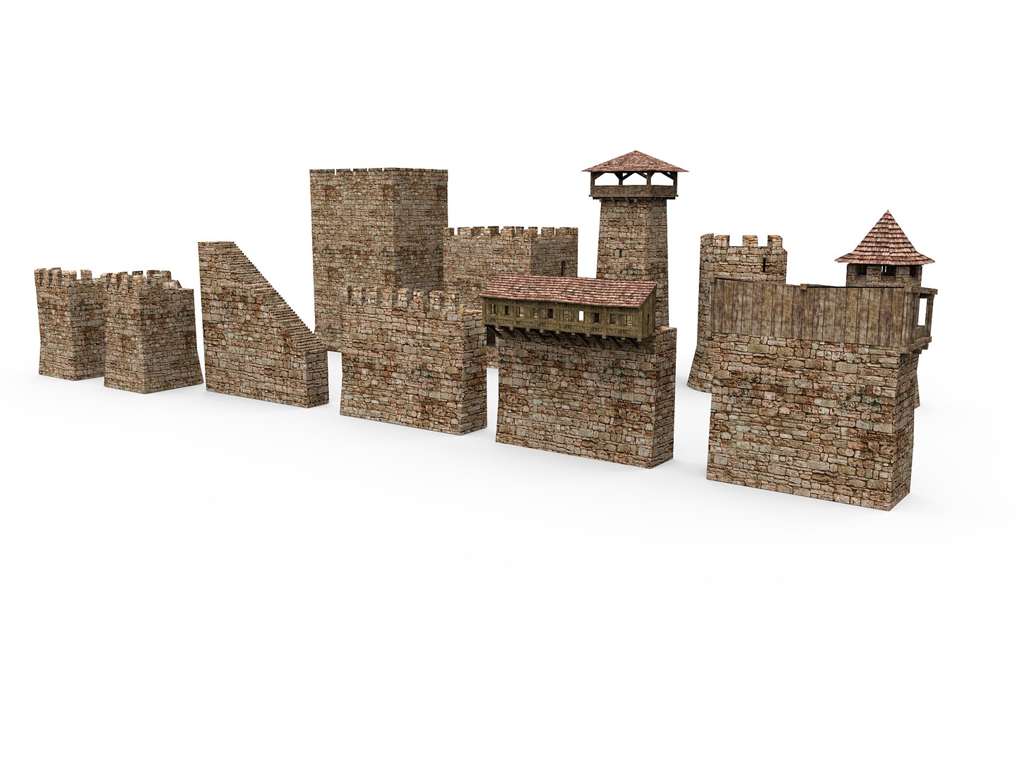 Castle Construction Set 3D Model - TurboSquid 1903500