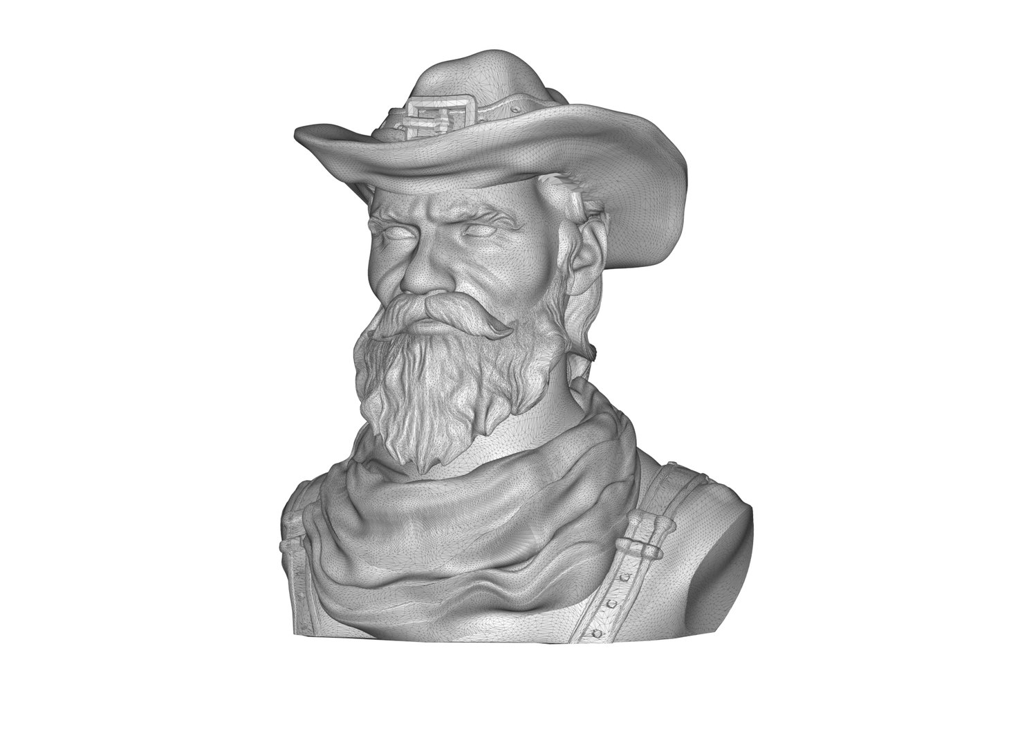 3D Cowboy Bust - TurboSquid 2195620
