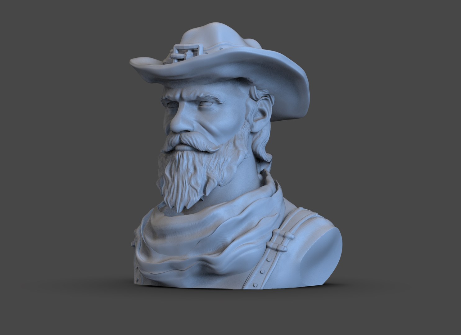3D Cowboy Bust - TurboSquid 2195620