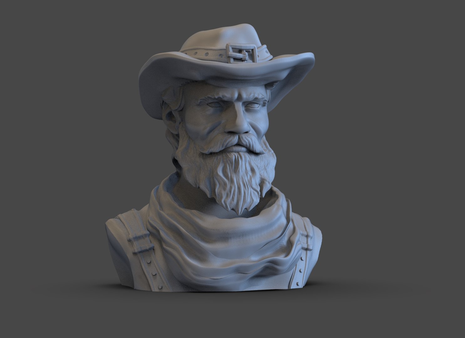 3D Cowboy Bust - TurboSquid 2195620