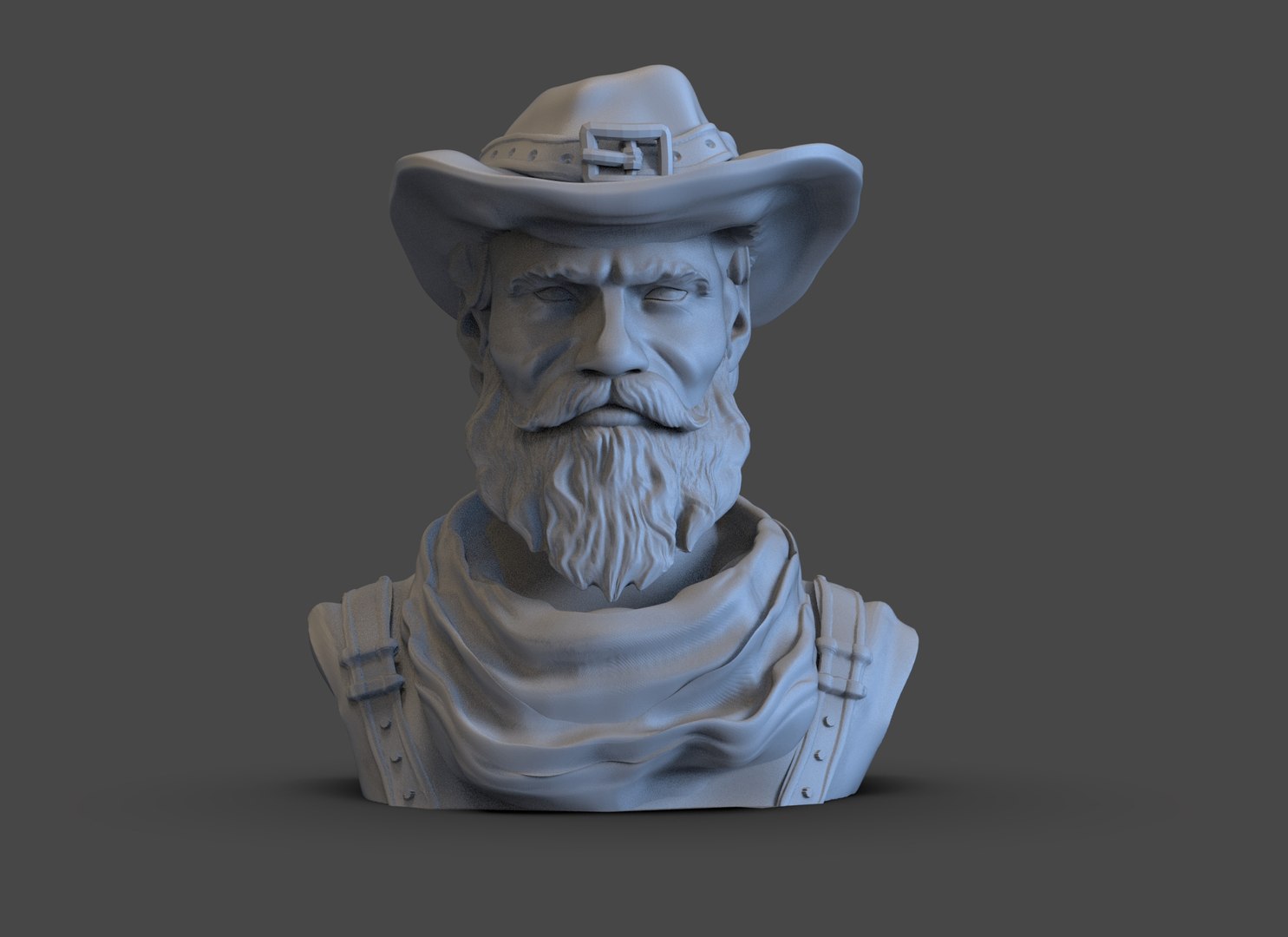 3D Cowboy Bust - TurboSquid 2195620