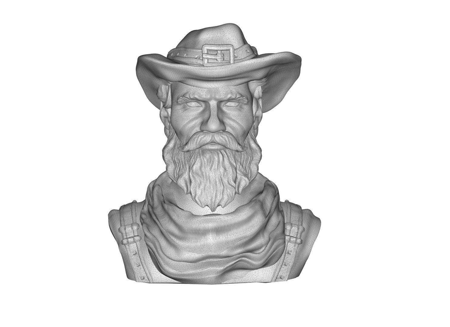 3D Cowboy Bust - TurboSquid 2195620