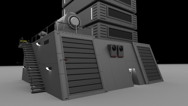 obj futuristic military defense tower building