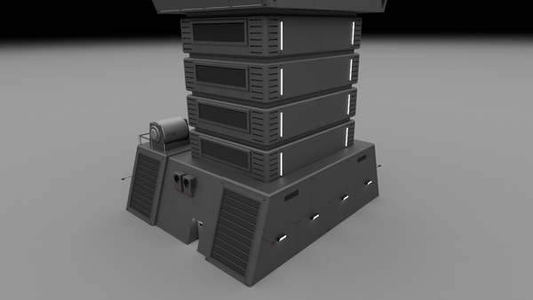 obj futuristic military defense tower building