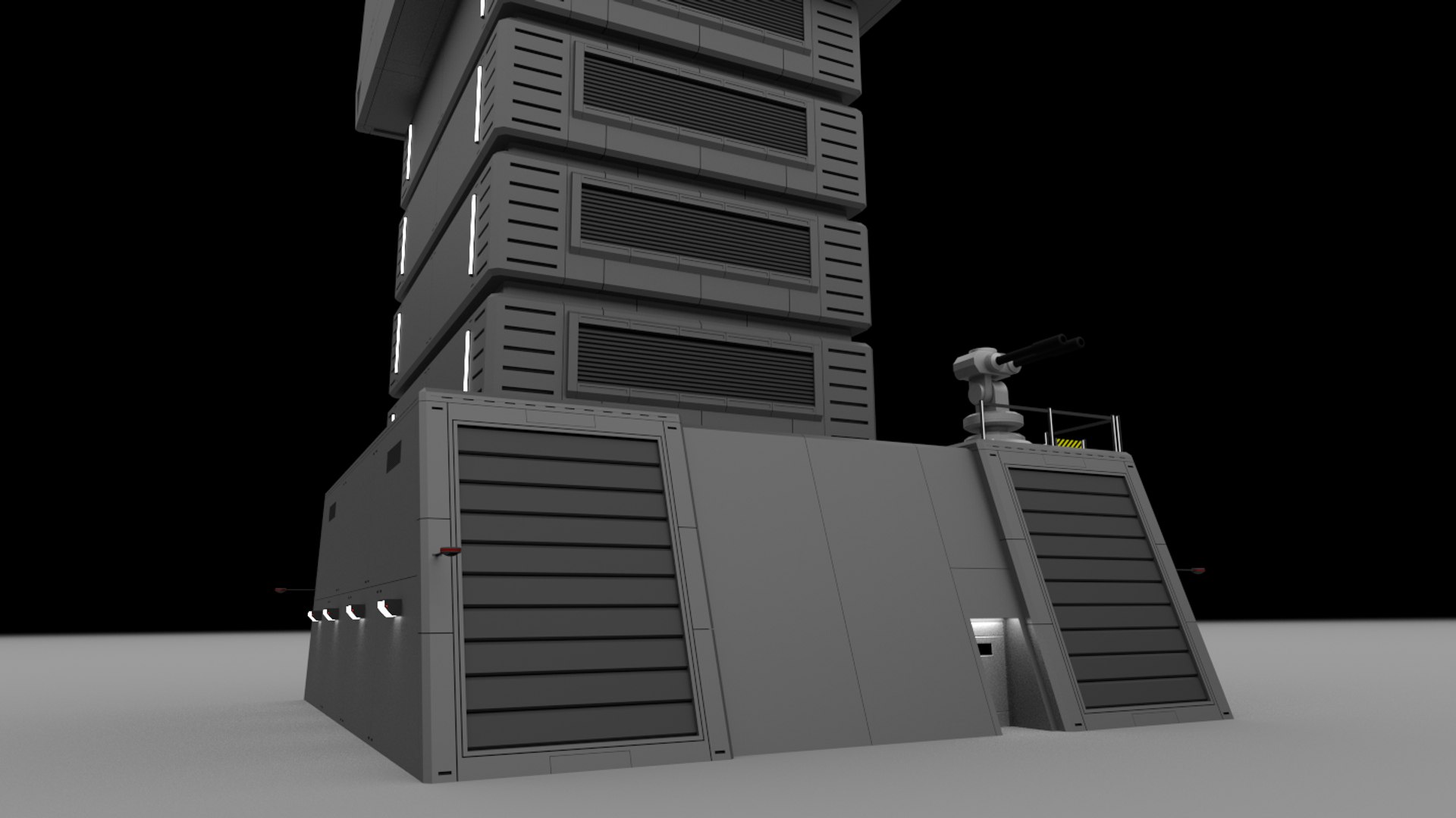 obj futuristic military defense tower building