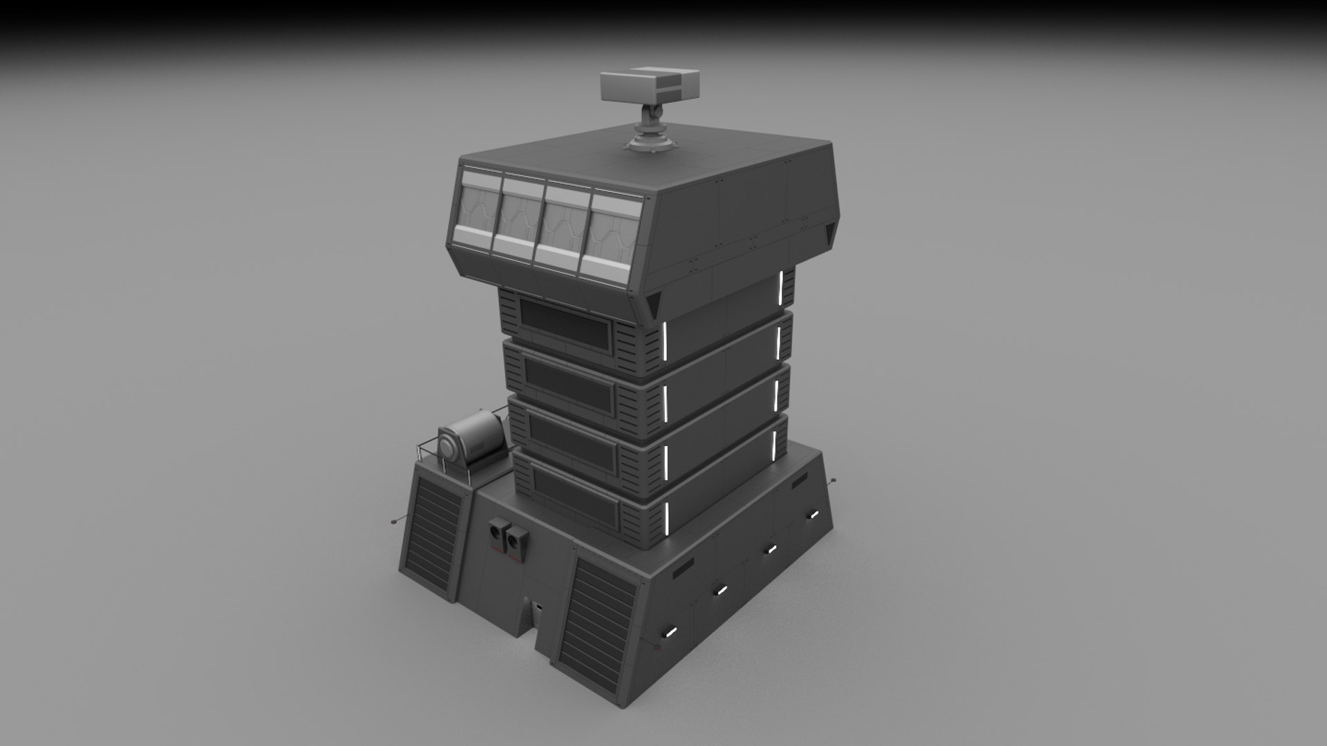 obj futuristic military defense tower building