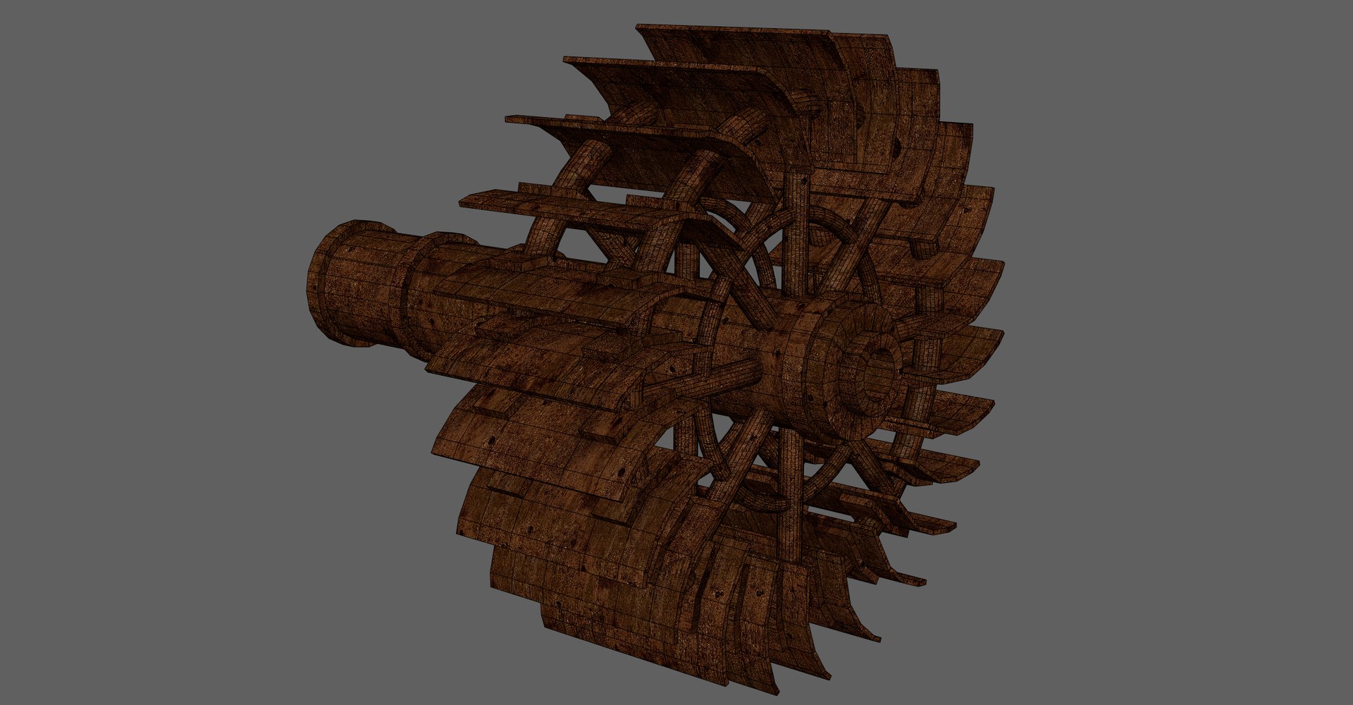 3D Wood Water Turbine Model - TurboSquid 2063444
