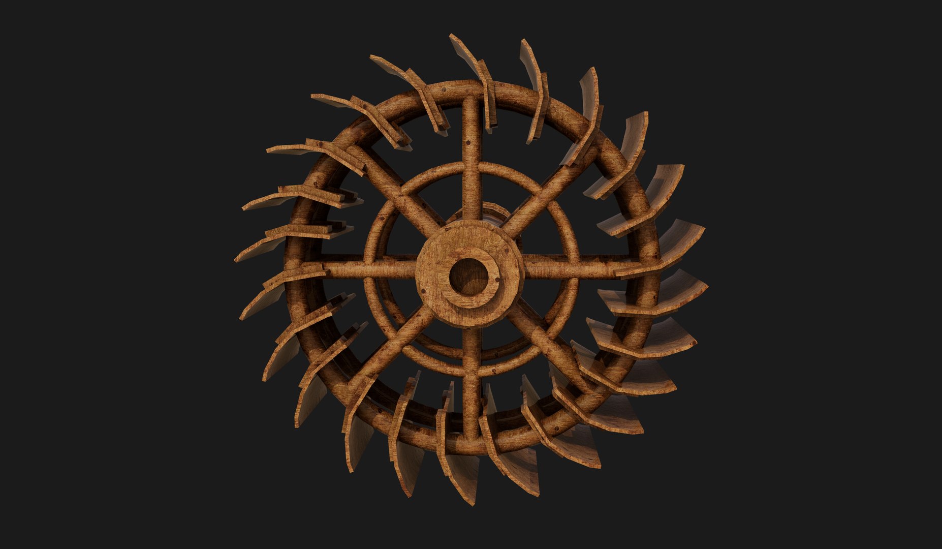 3D Wood Water Turbine Model - TurboSquid 2063444