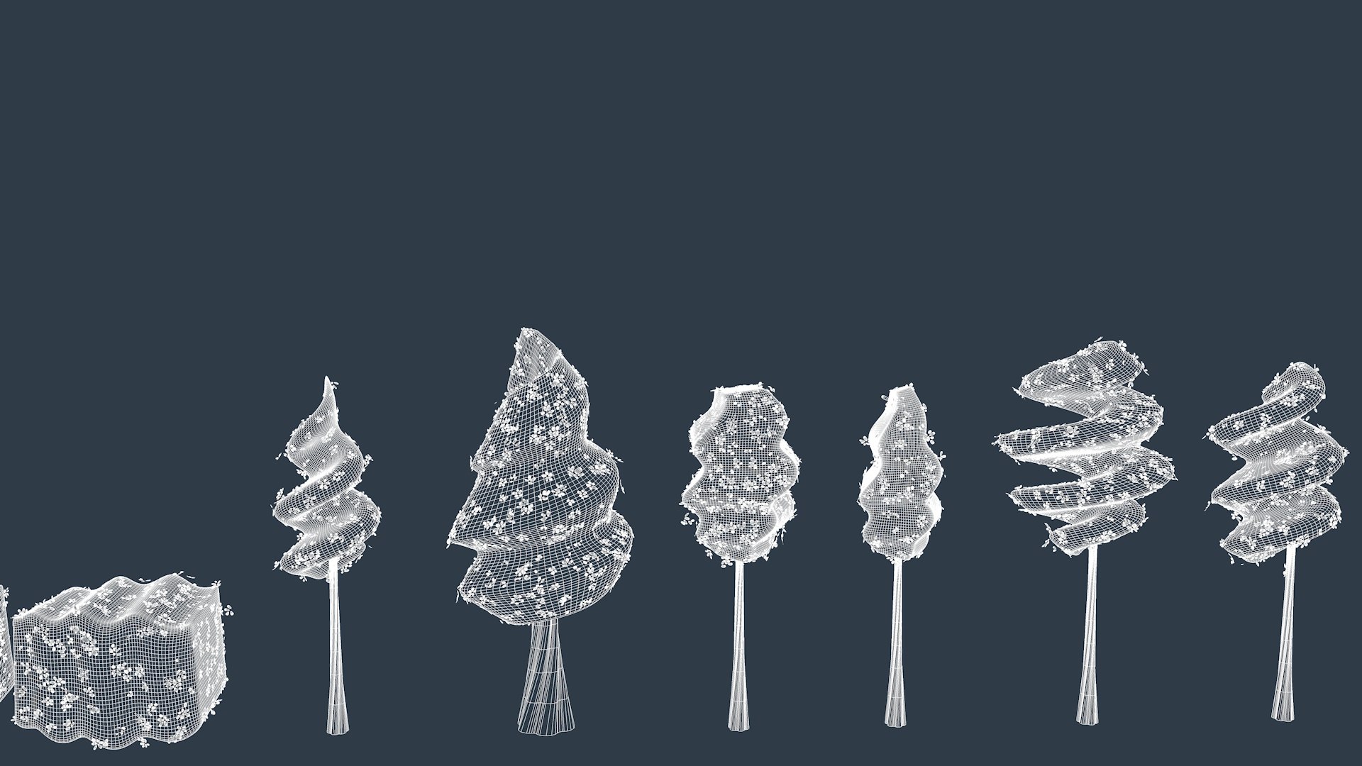 3D Model 25 Cartoon Tree And Bushes Physical Render Collection 7 ...
