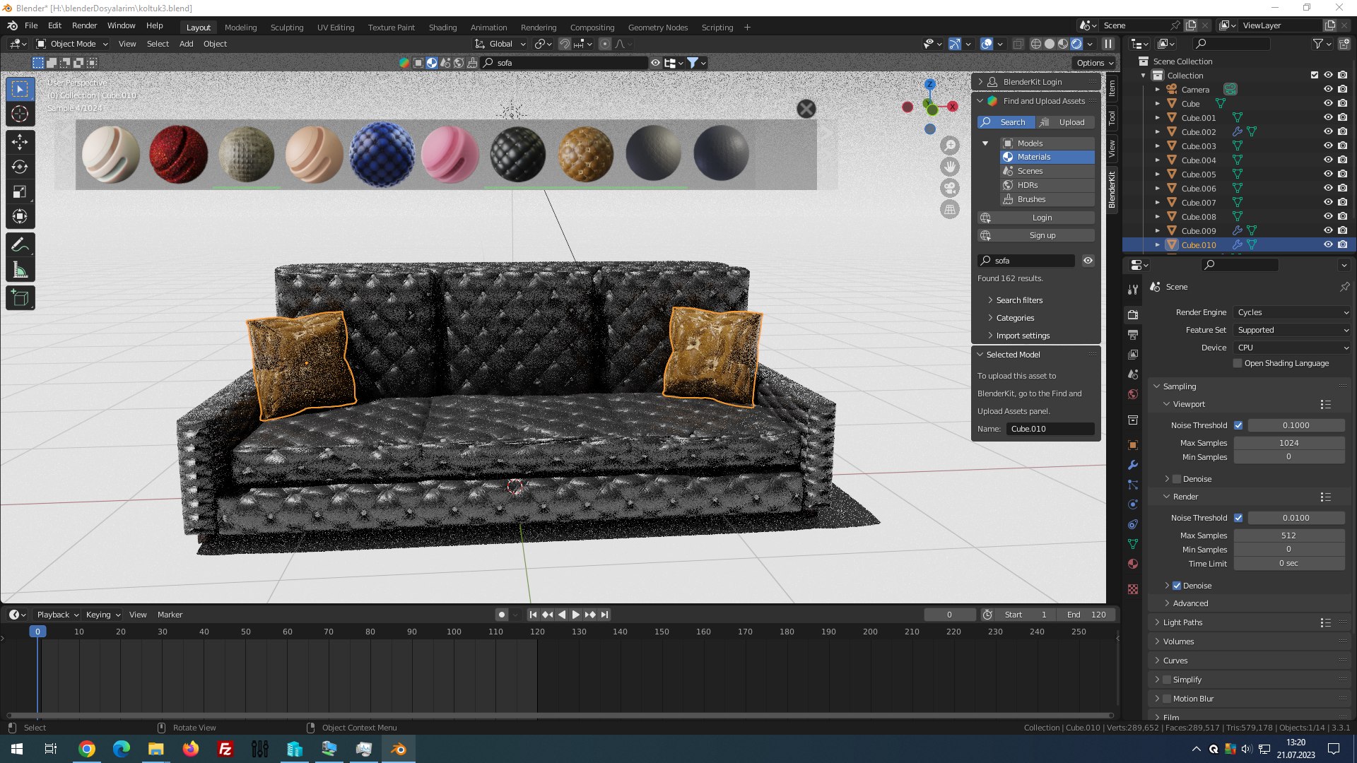 3D SOFA 3D MODEL BLENDER - 3D Model furnishings seating sofa leather ...