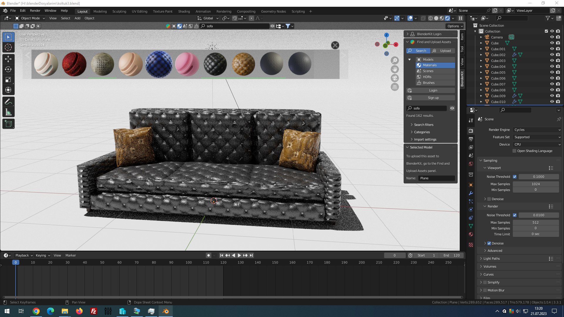 3D SOFA 3D MODEL BLENDER - 3D Model furnishings seating sofa leather ...