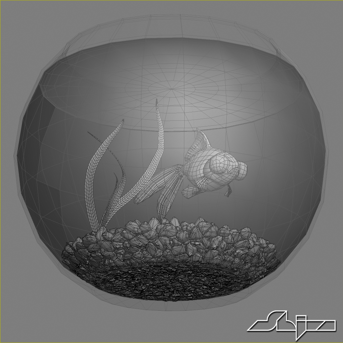 3dsmax aquarium gold fish