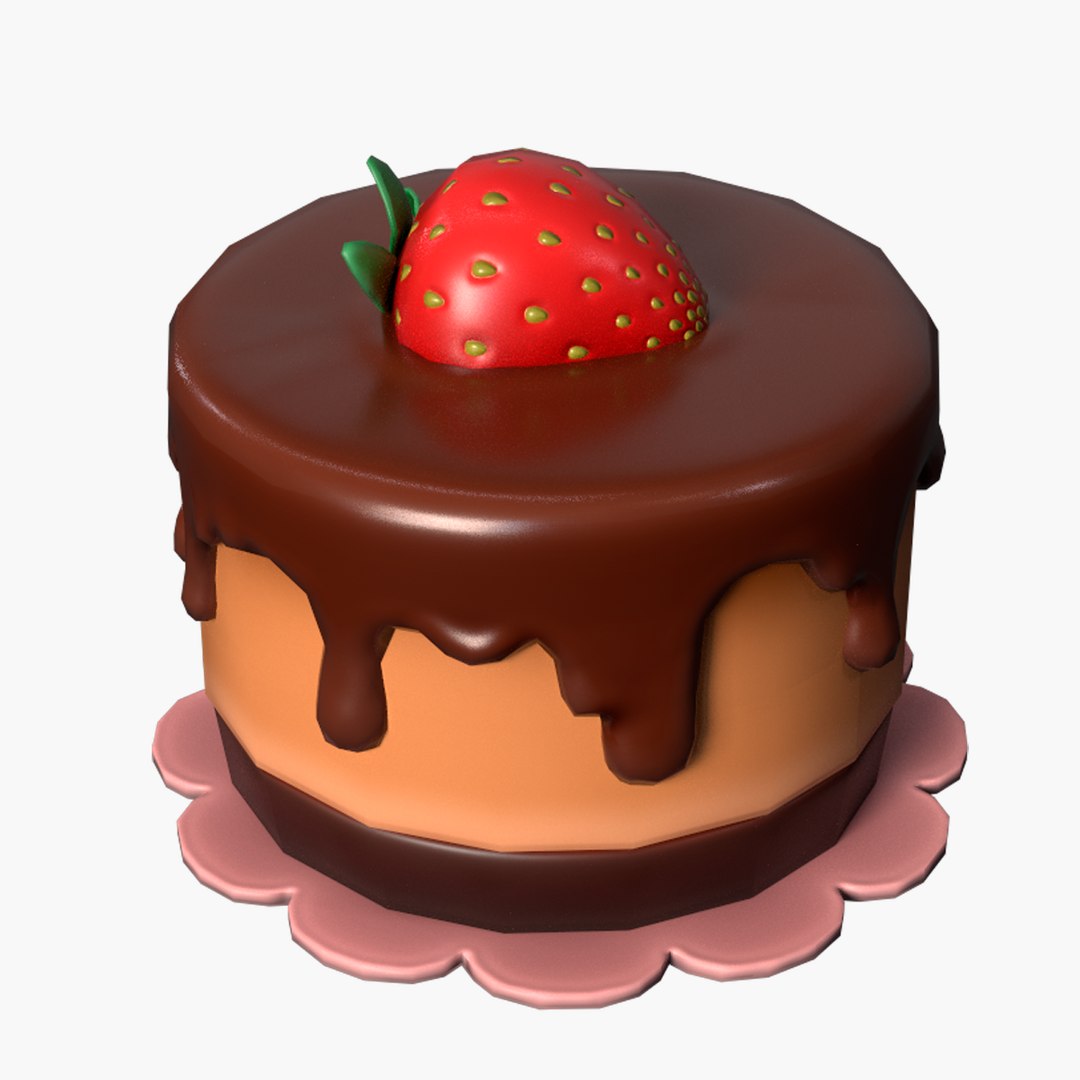 3D Stylized Strawberry Cake Model - TurboSquid 1639618