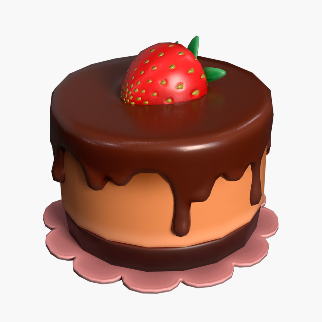 3D Stylized Strawberry Cake Model - TurboSquid 1639618