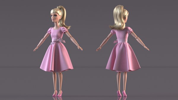 3D Barbie Doll in Pink Dress T-pose - TurboSquid 1988205