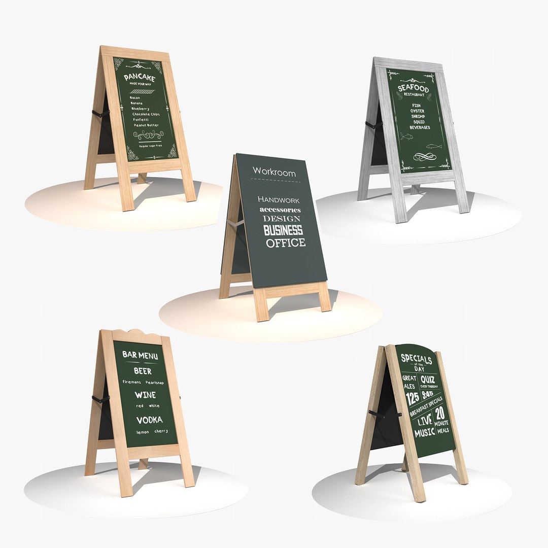 3D Wooden Menu Board Collection - TurboSquid 1969278