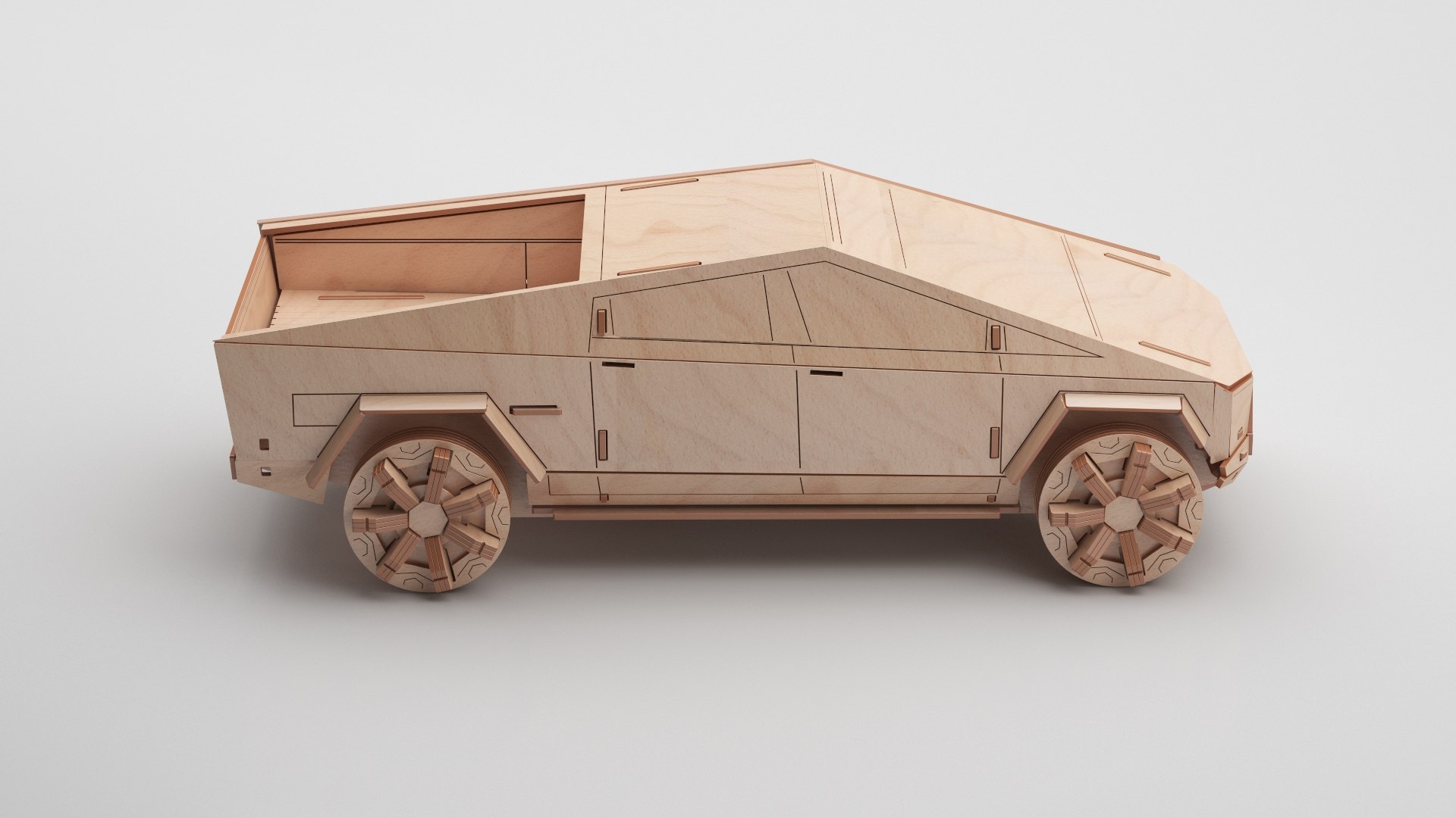 3D Model Wooden Toy TESLA - TurboSquid 2296743