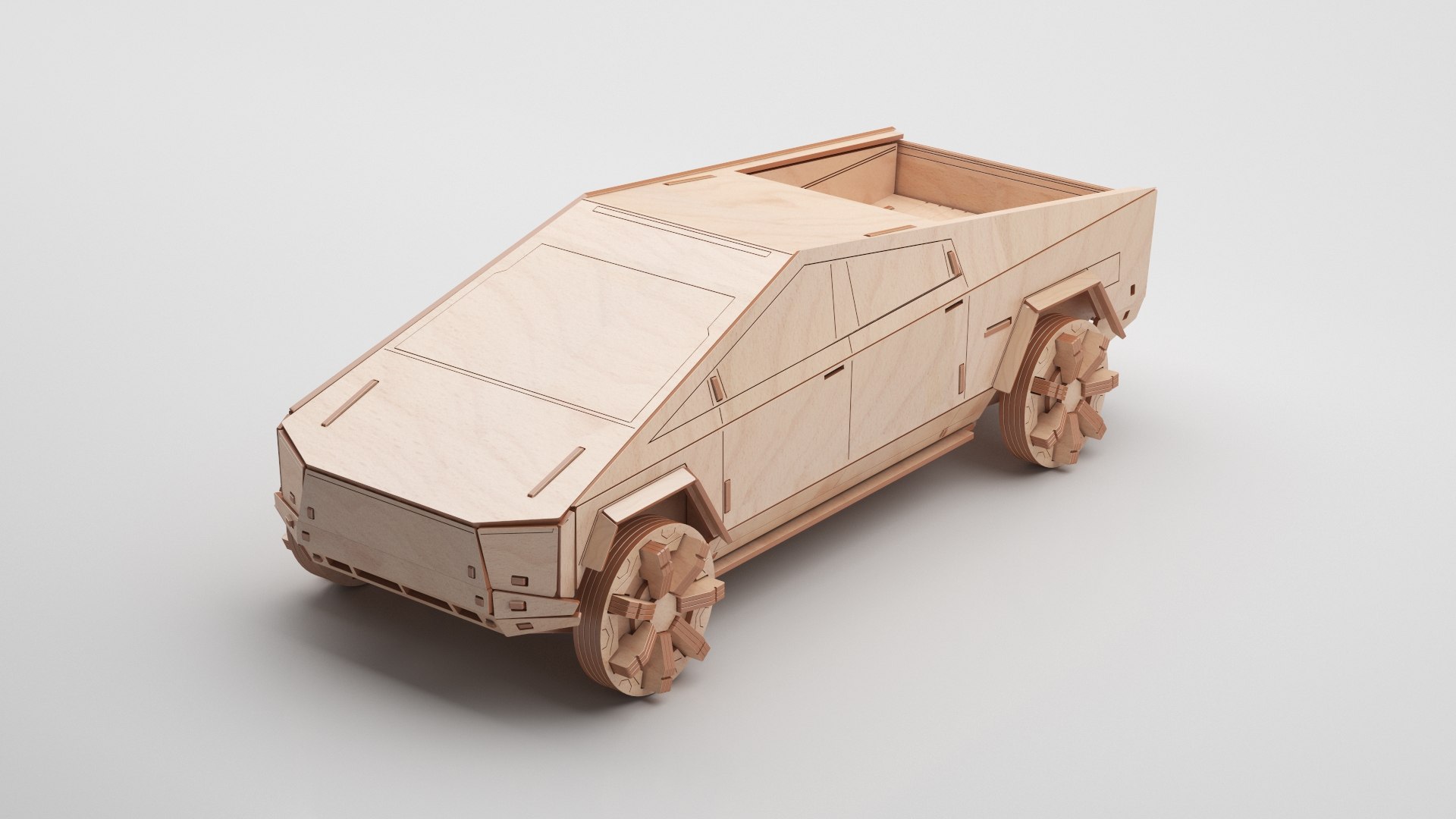 3D Model Wooden Toy TESLA - TurboSquid 2296743