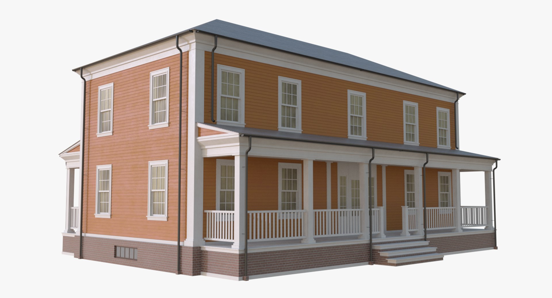 3D Colonial House - TurboSquid 1191259