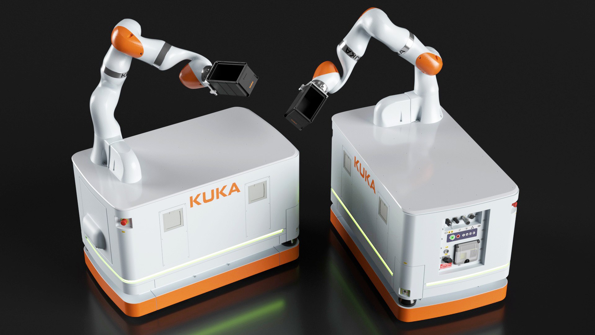 Mobile Robot KUKA KMR Iiwa With Special Box Rigged For Maya 3D Model ...