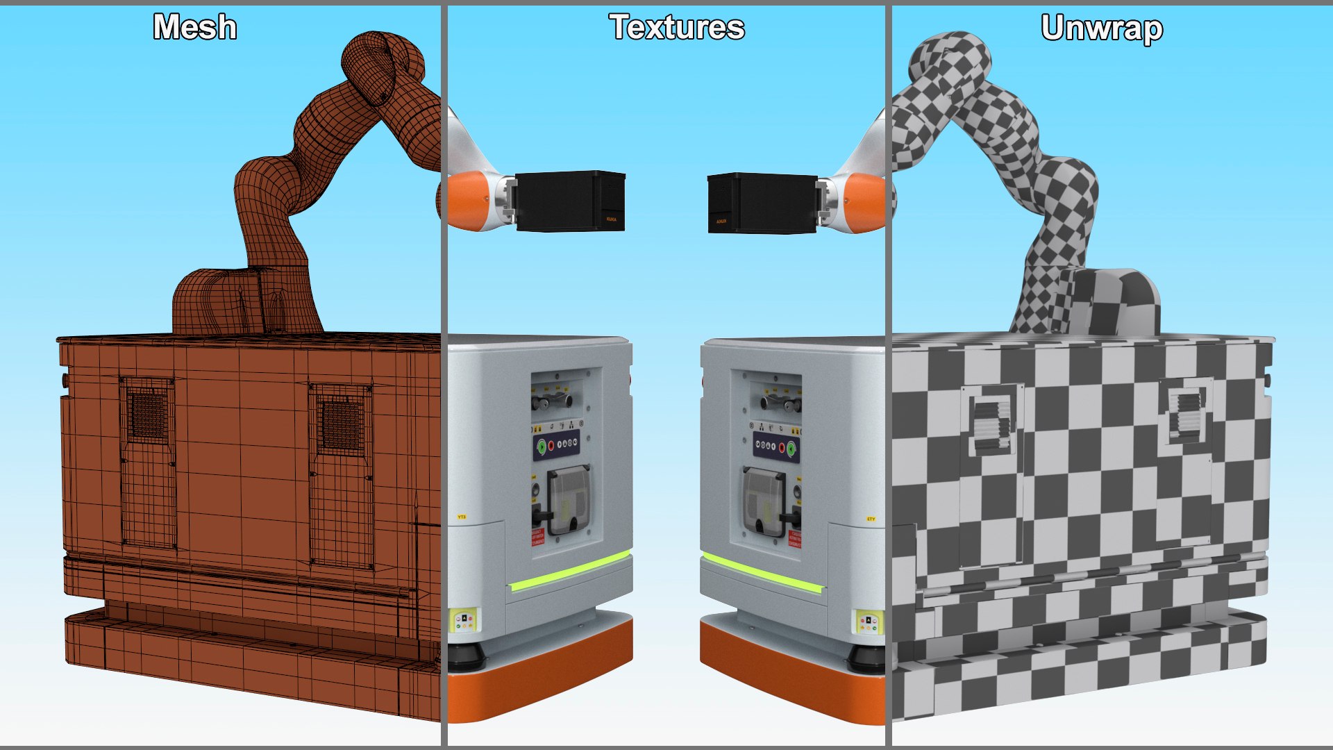 Mobile Robot KUKA KMR Iiwa With Special Box Rigged For Maya 3D Model ...