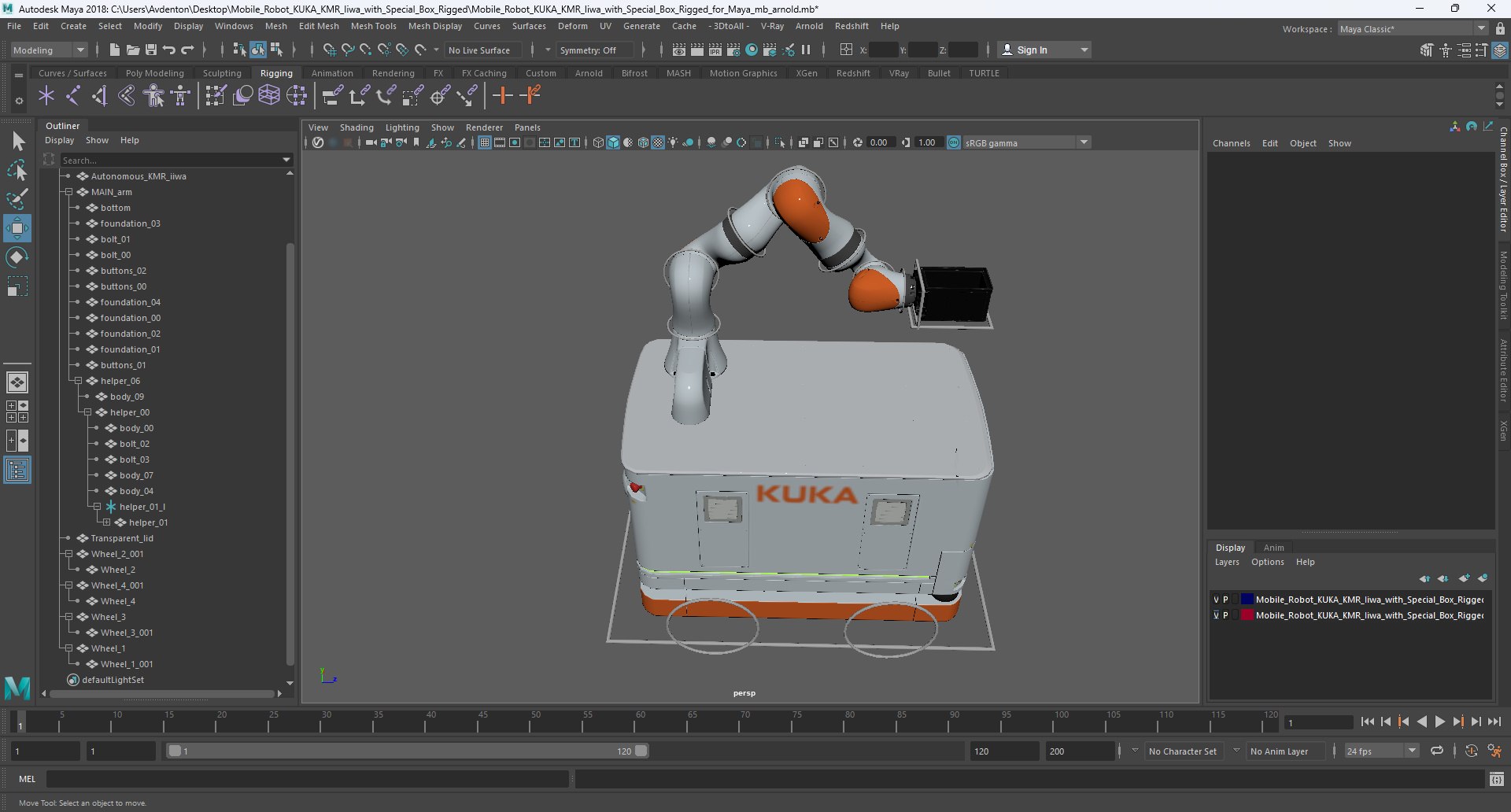 Mobile Robot KUKA KMR Iiwa With Special Box Rigged For Maya 3D Model - TurboSquid 2297243
