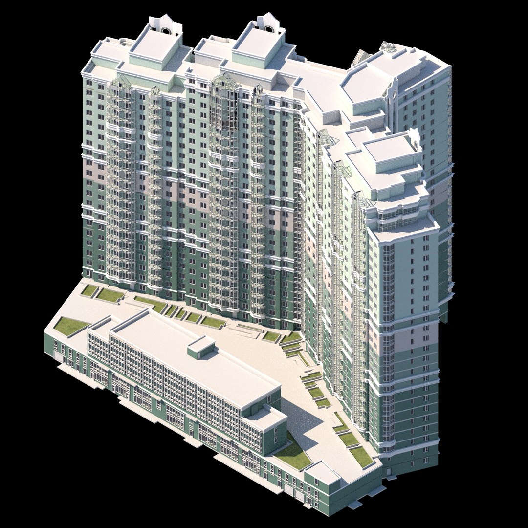 Residential complex houses 3D model - TurboSquid 1202933