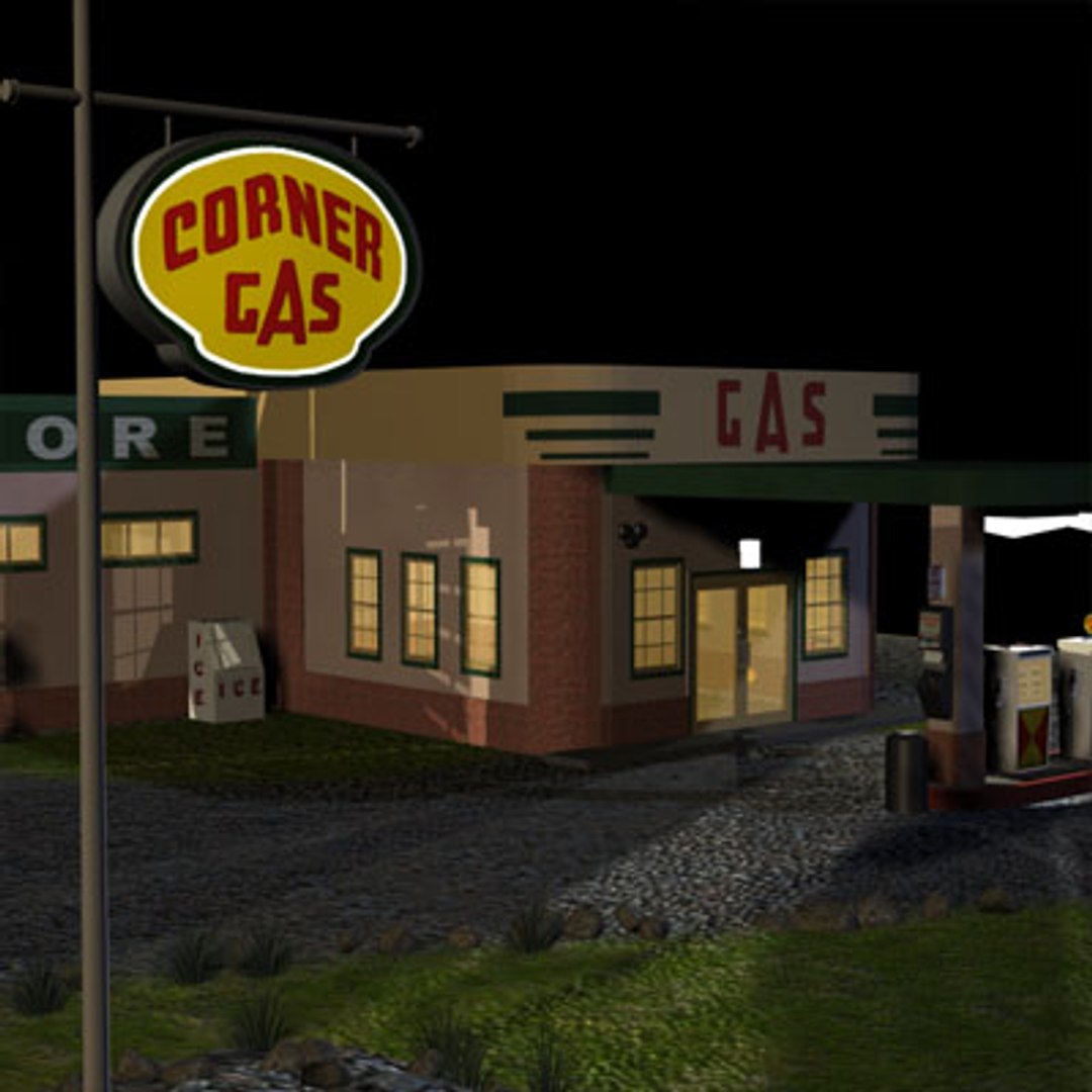 3d Corner Gas Station Road Sign