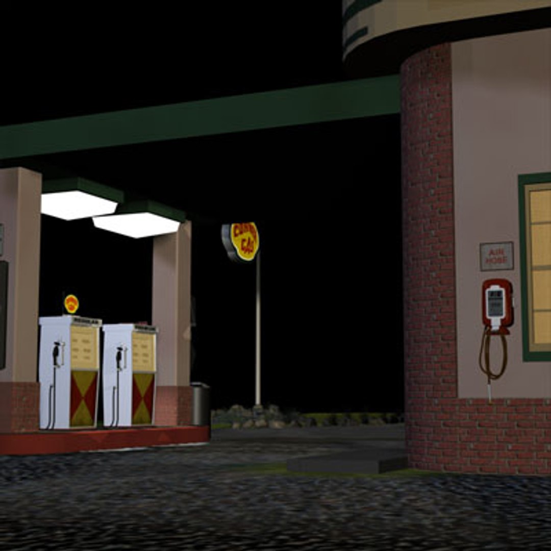 3d Corner Gas Station Road Sign