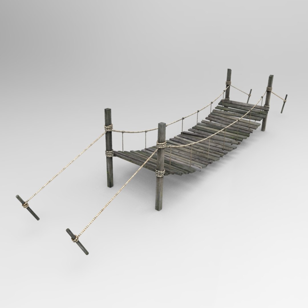 3d Model Of Wooden Bridge