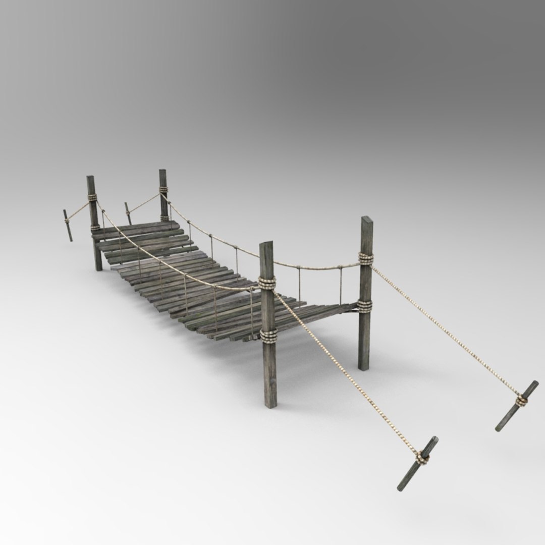 3d Model Of Wooden Bridge