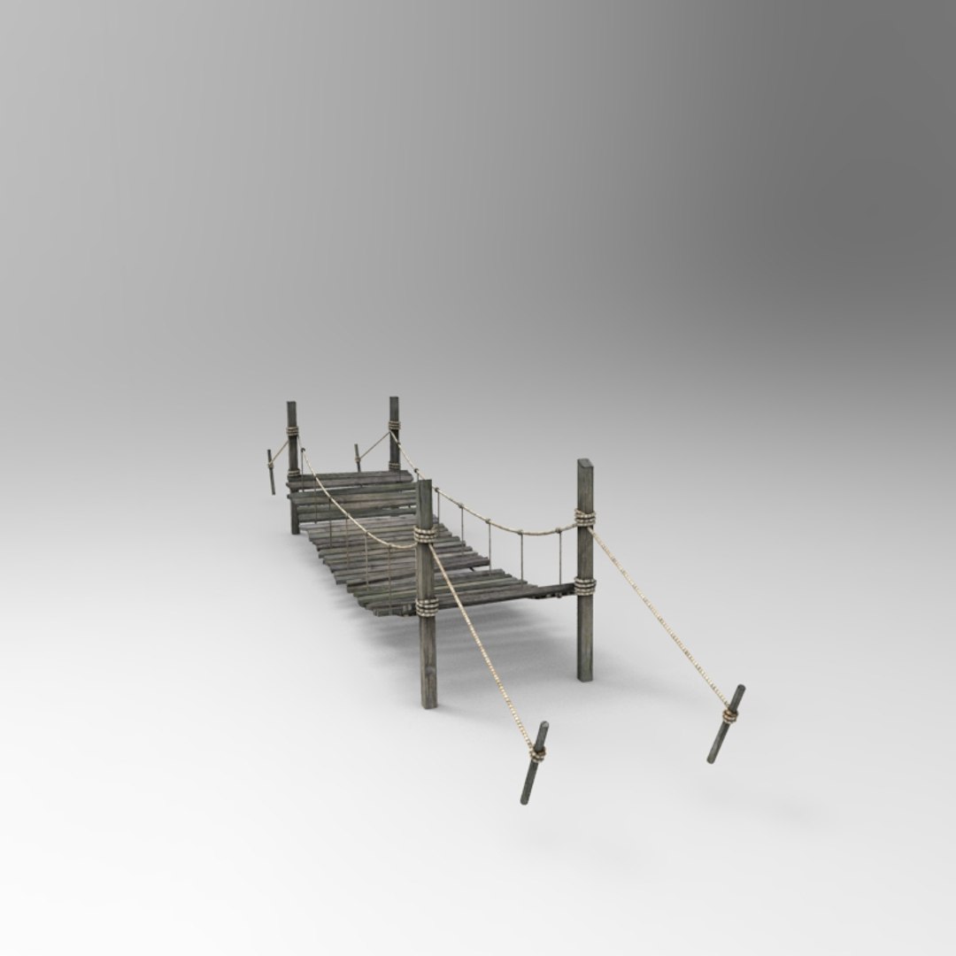 3d Model Of Wooden Bridge