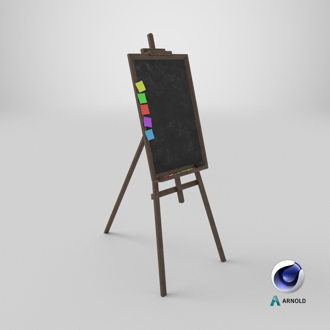 3D Model Customizable Wooden Blackboard With Stand - Tall Writing Board ...