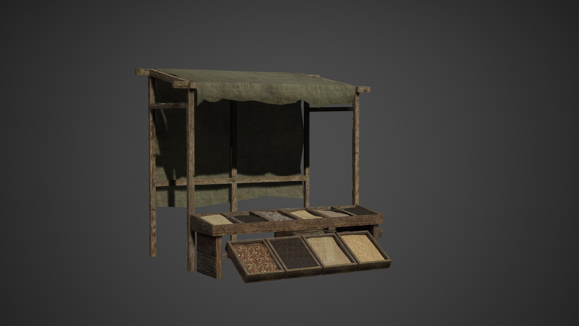 3D Medieval Old Wood Bazaar Shop - TurboSquid 1733739