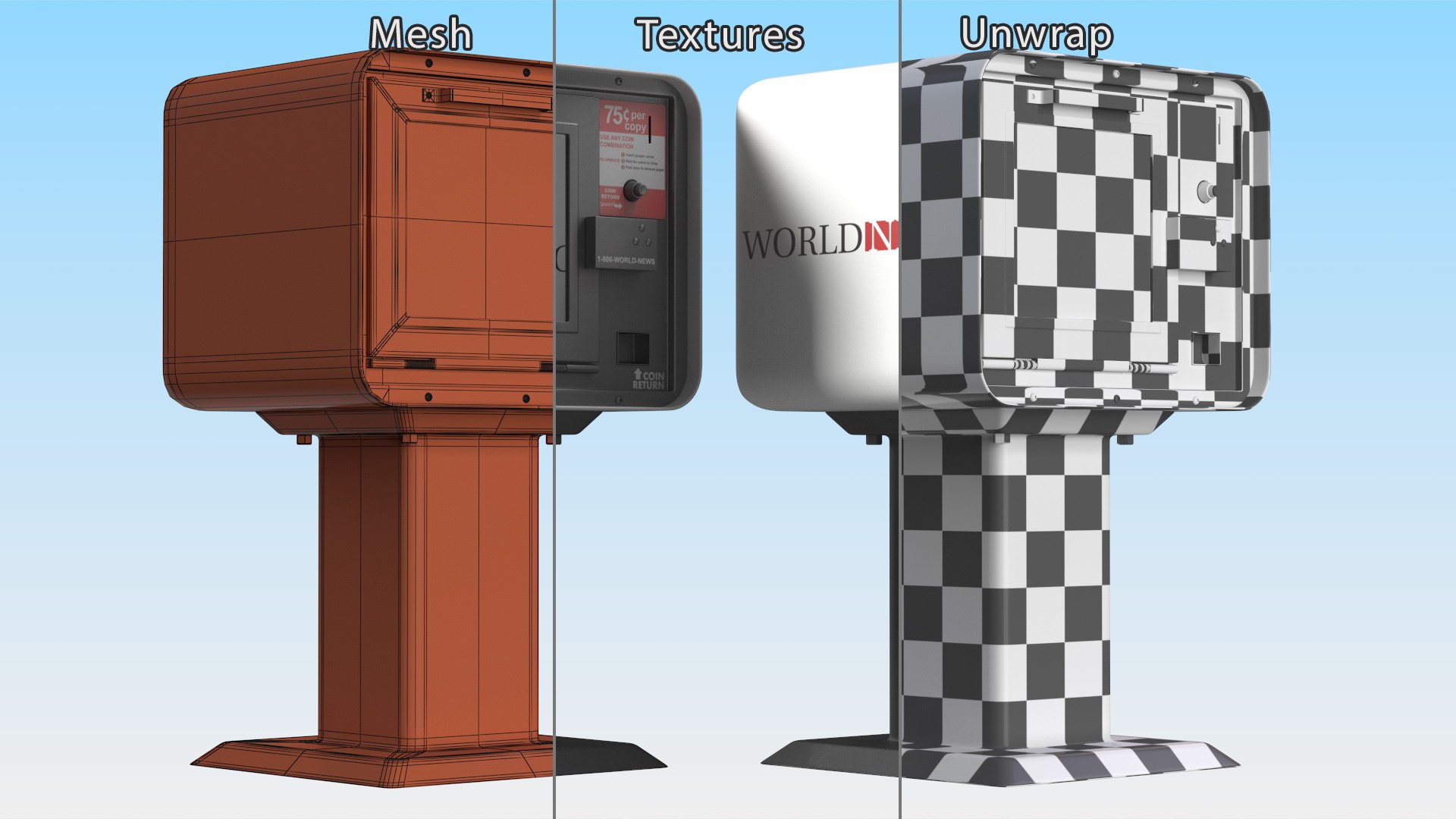 Urban Newspaper Vending Machine 3D Model - TurboSquid 2348796