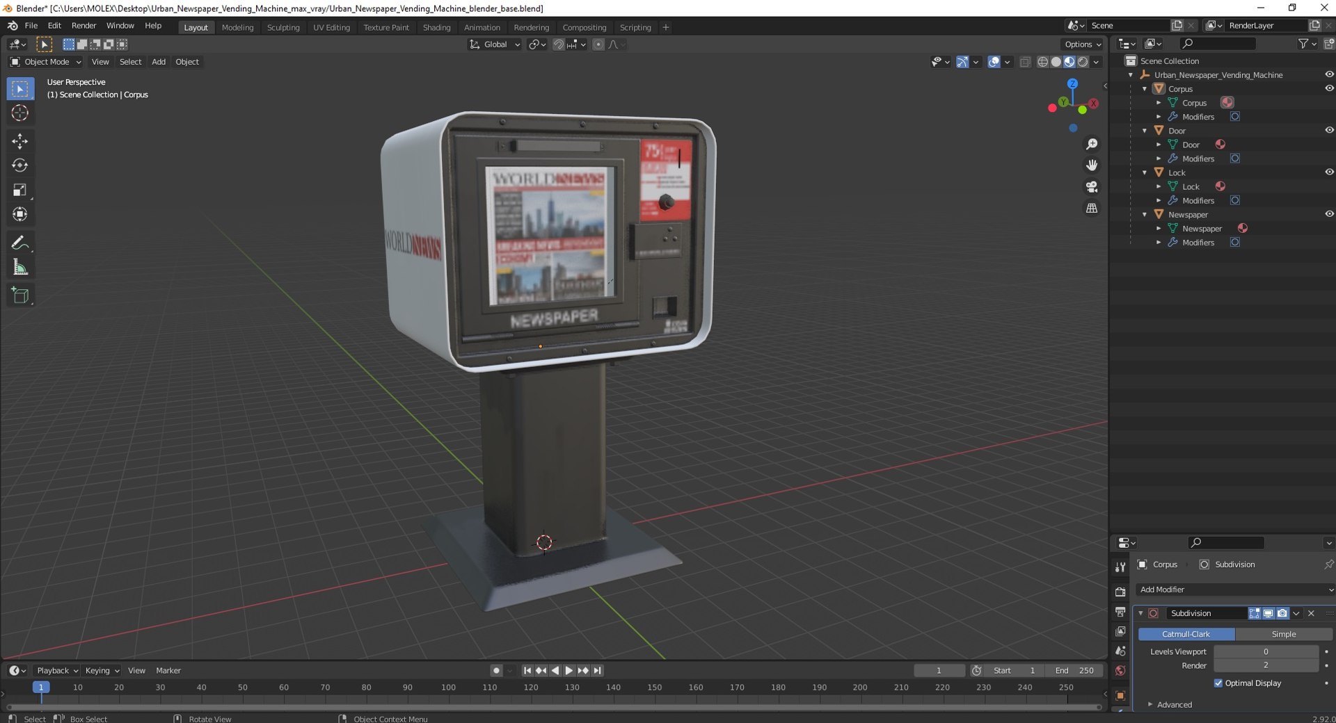 Urban Newspaper Vending Machine 3D Model - TurboSquid 2348796