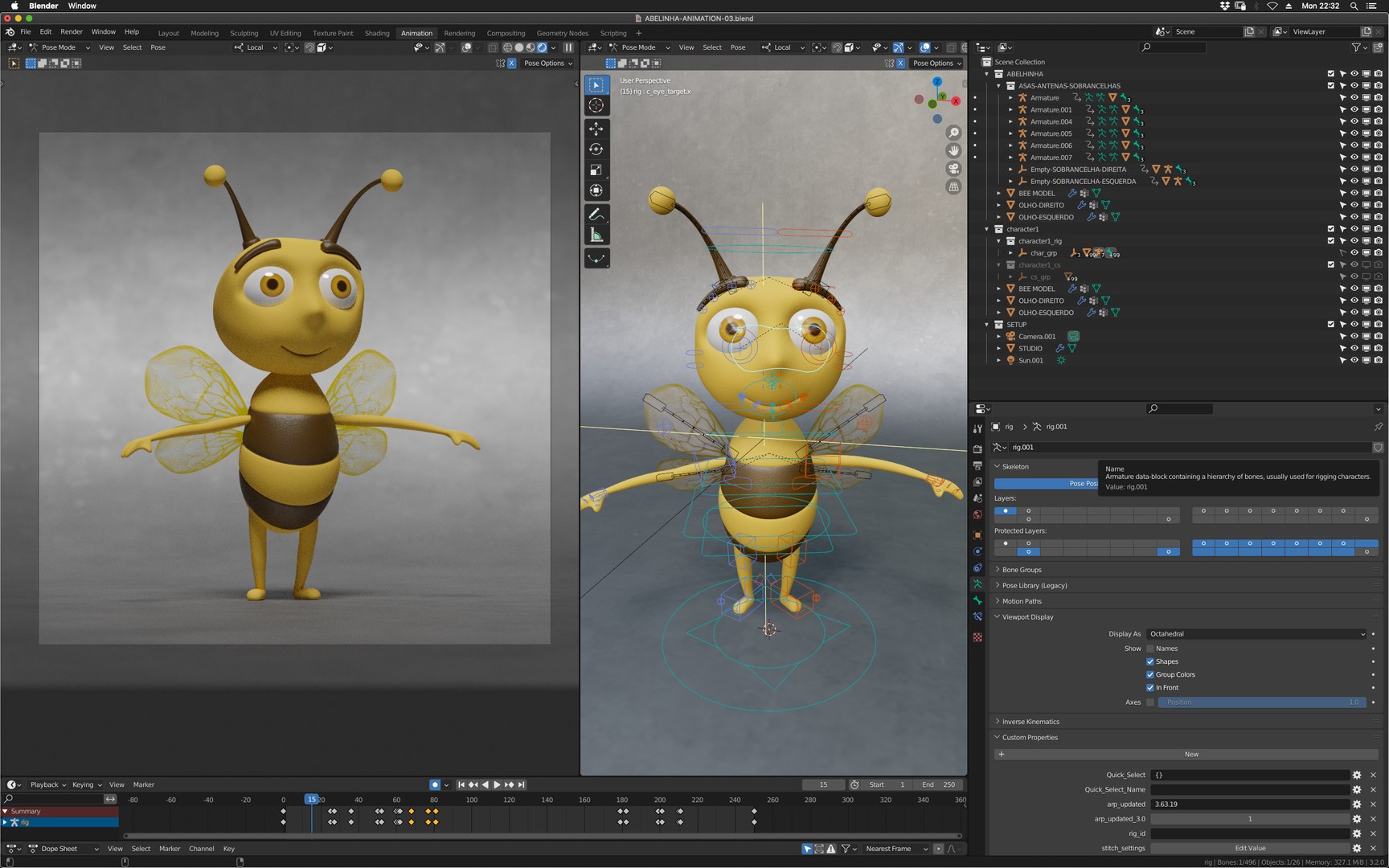 3D Bee Cartoon Rigged Character Model - TurboSquid 2040125