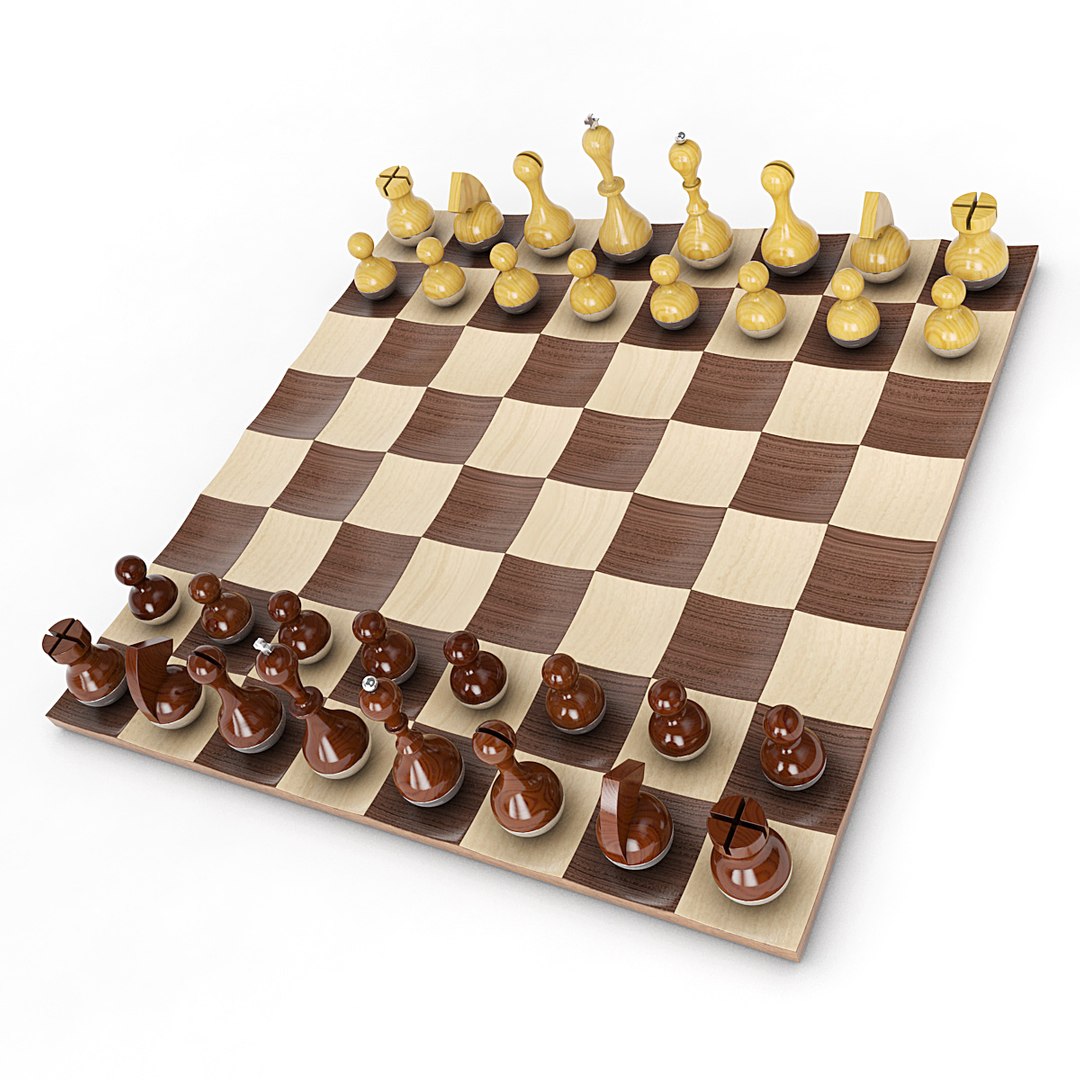 wooden wobble chess set 3d 3ds