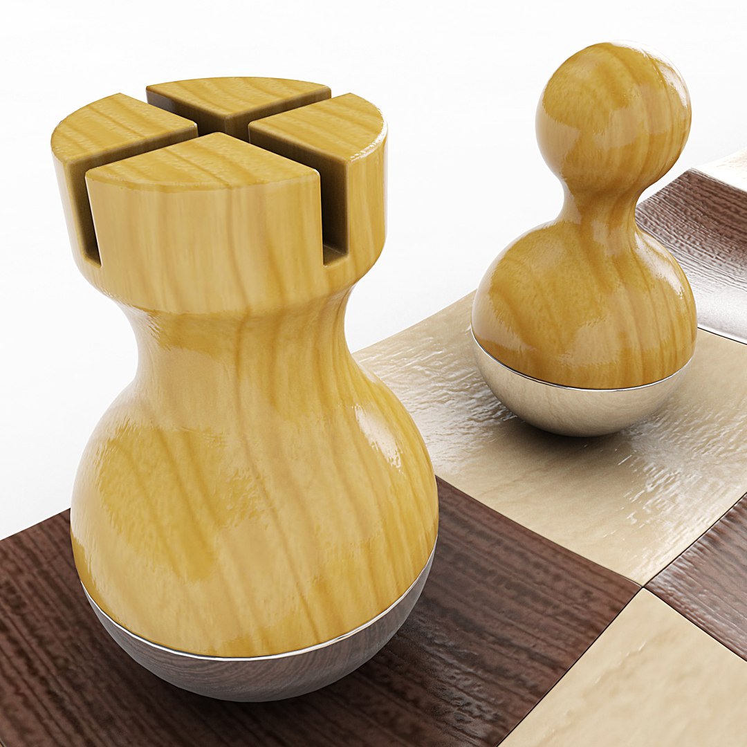 wooden wobble chess set 3d 3ds