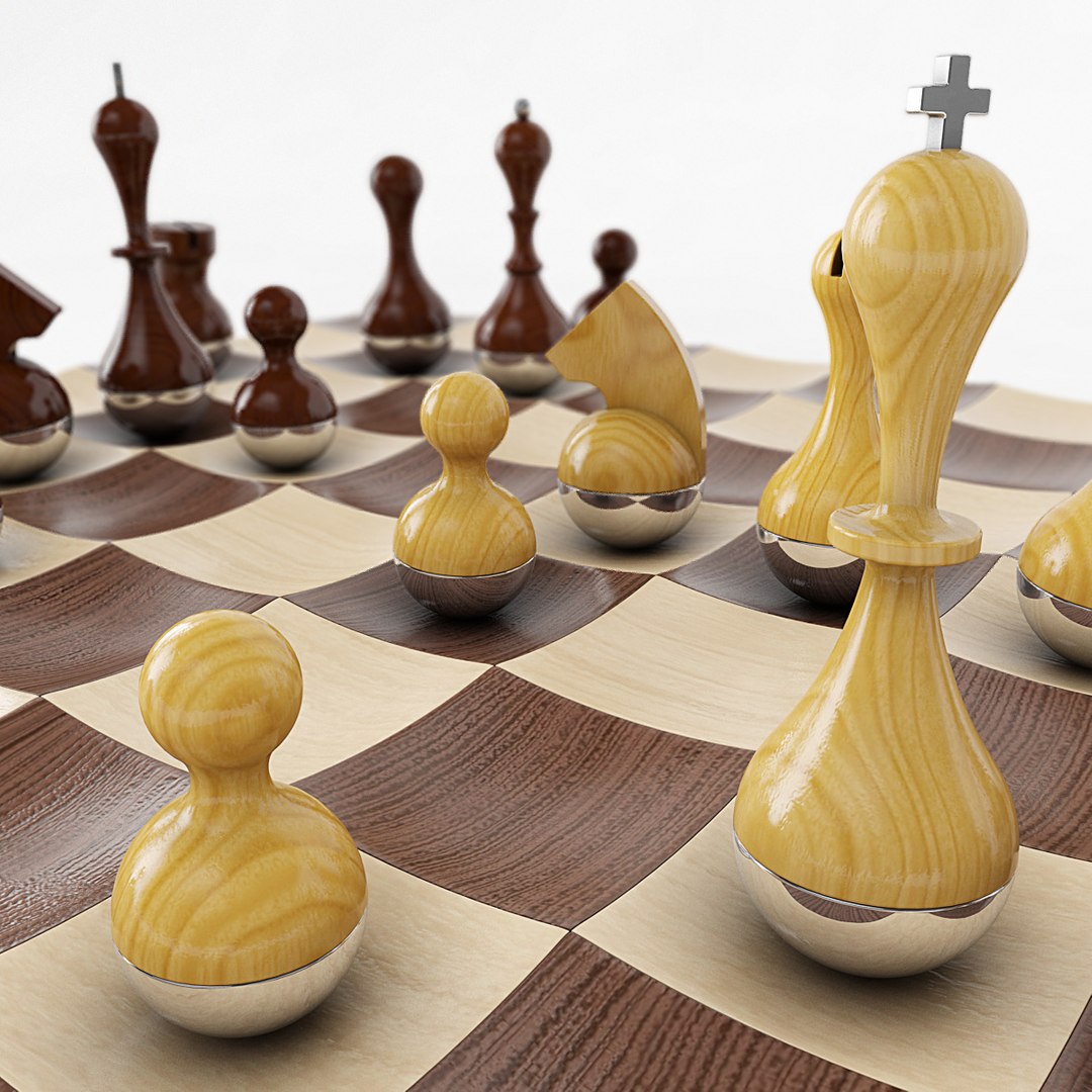 wooden wobble chess set 3d 3ds