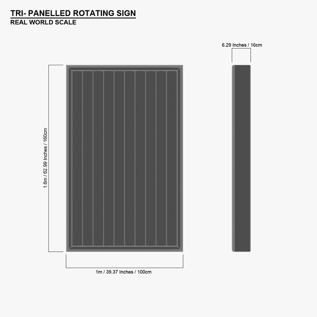 maya tri-panelled rotating sign