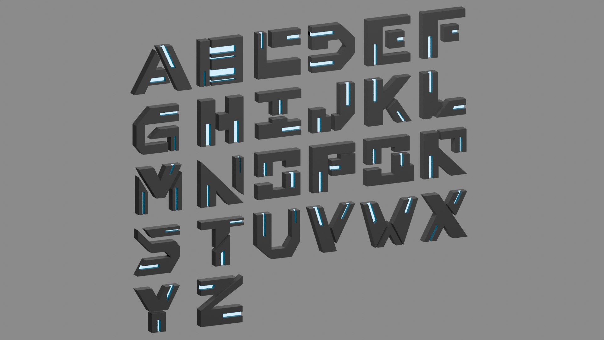 3D Cyberpunk Alphabet Vol 01 Solid And Neon - TurboSquid 2409329