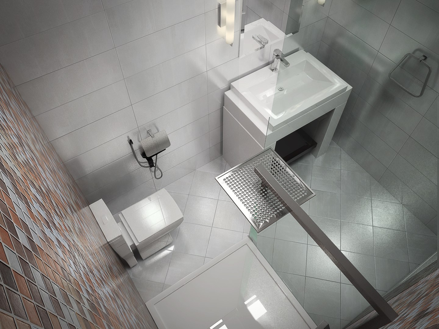 3d Bath Wc Scene Interior Model