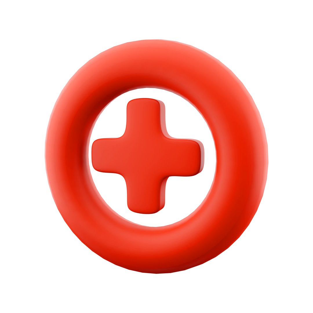 3d Medical Cross Round Button Icon Model - TurboSquid 2066377
