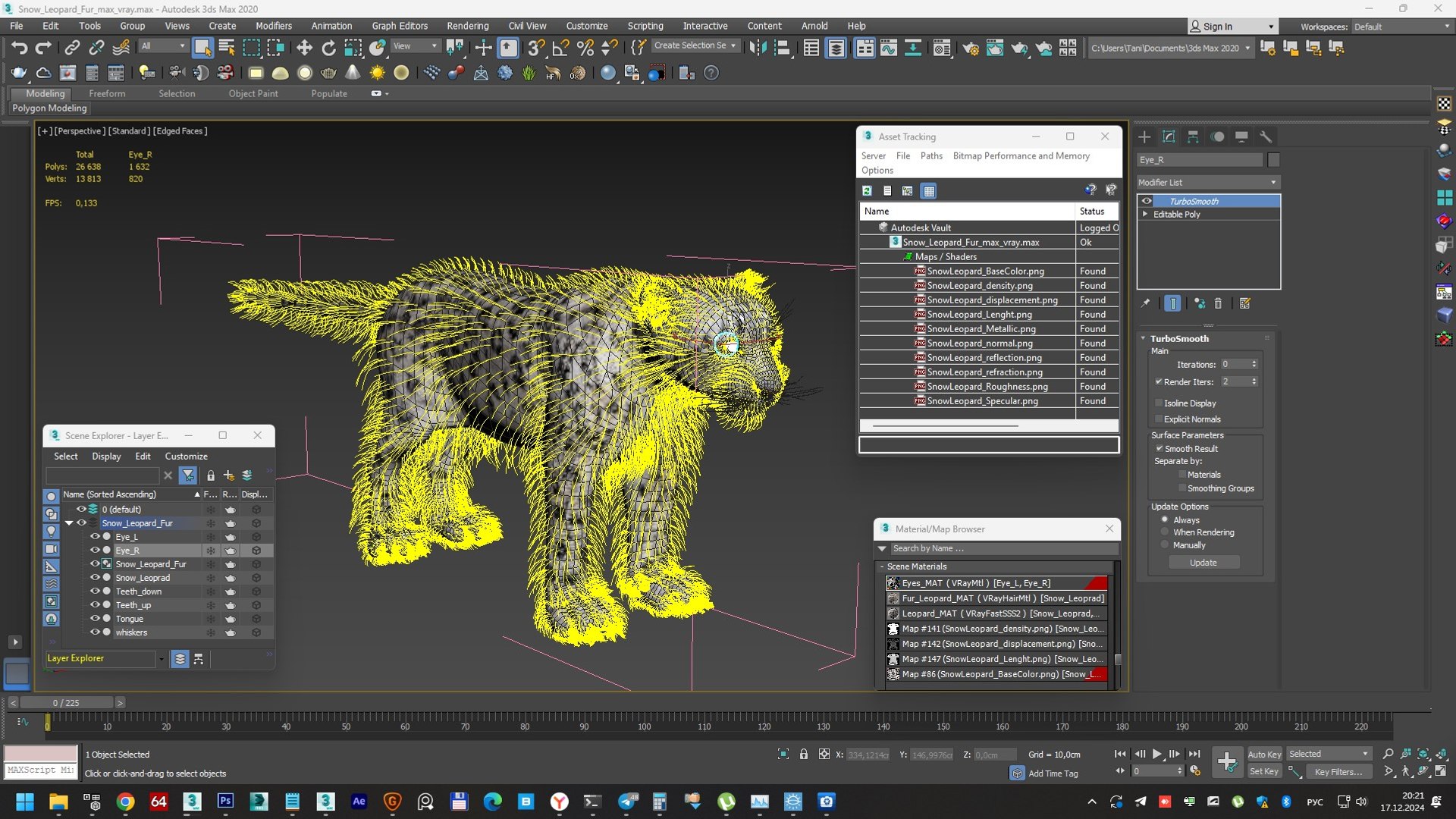 3D Snow Leopard Fur Model - TurboSquid 2332262