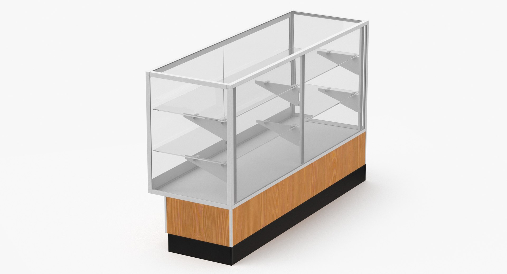 3D Glass front lock display with shelves 60 Light Wood White Beige Gray ...