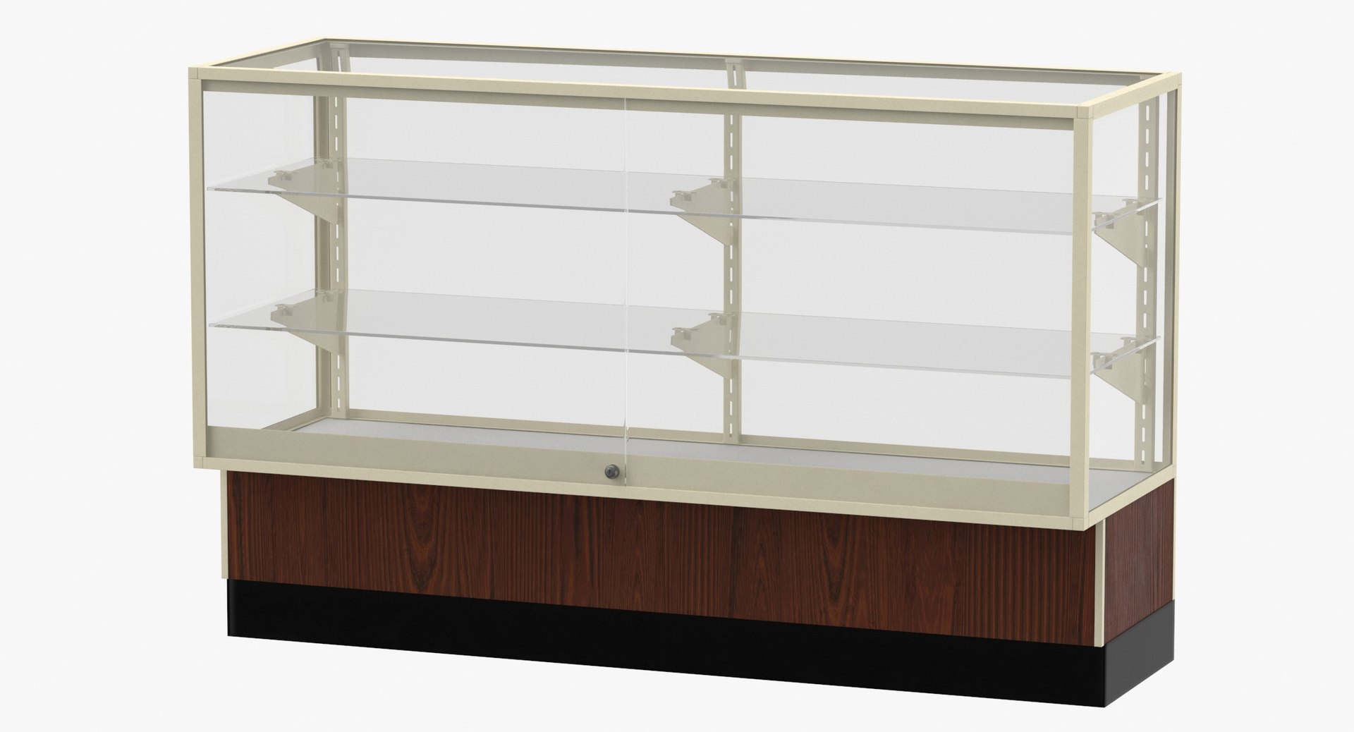 3D Glass front lock display with shelves 60 Light Wood White Beige Gray ...