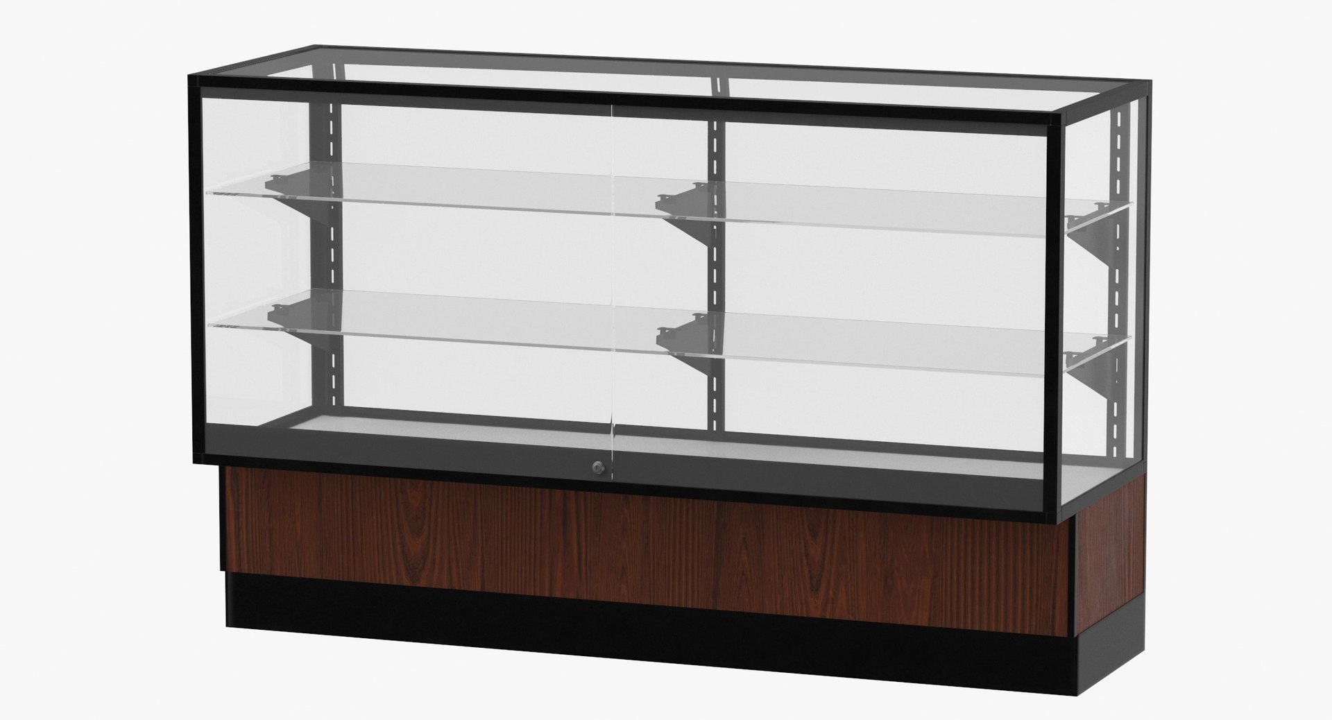 3D Glass front lock display with shelves 60 Light Wood White Beige Gray ...