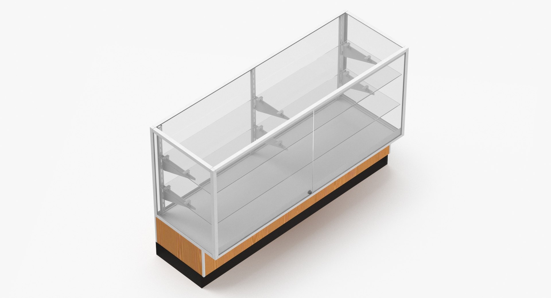 3D Glass front lock display with shelves 60 Light Wood White Beige Gray ...