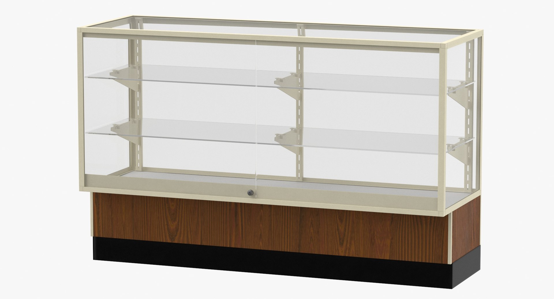 3D Glass front lock display with shelves 60 Light Wood White Beige Gray ...